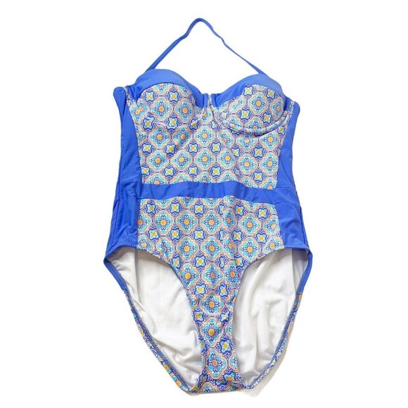 Athena | Swim | Athena Blue Orange Print One Piece Swimsuit | Poshmark